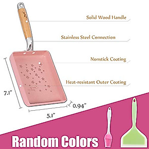 ROCKURWOK Japanese Omelette Pan Nonstick Tamagoyaki Egg Pan, Rectangle Tamago Pan Small Frying Pan, 7” x 5”, Pink