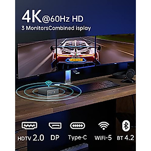 SkyBarium Mini PC AMD Ryzen 7 3750H (2.3Ghz up to 4.0GHz), Mini Computers with Windows 11, Small PC Support WiFi 5/BT 4.2/4K@60Hz Triple Display Output for Home/Business/Game.