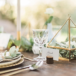 THE TWIDDLERS 50 Rustic Wood Place Card Holders with 50 White Table Name Cards 3.5 x 2 - Reserved Seating for Wedding, Party Buffet, Banquet, Dinner, Food Labels