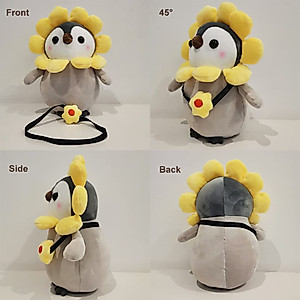 Seyomi Cute Penguin Flower Plush Stuffed Animal Penguin Plushies with Yellow Flower Outfit Gifts, 9.8 inches