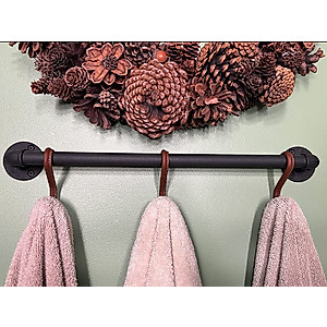 Brute Strength - S Shaped Hooks Wrapped in Full Grain Leather - 6 pcs - Cognac - Stainless Steel Metal Hangers Hanging Hooks for Kitchen - Leather Hooks - Leather s Hooks