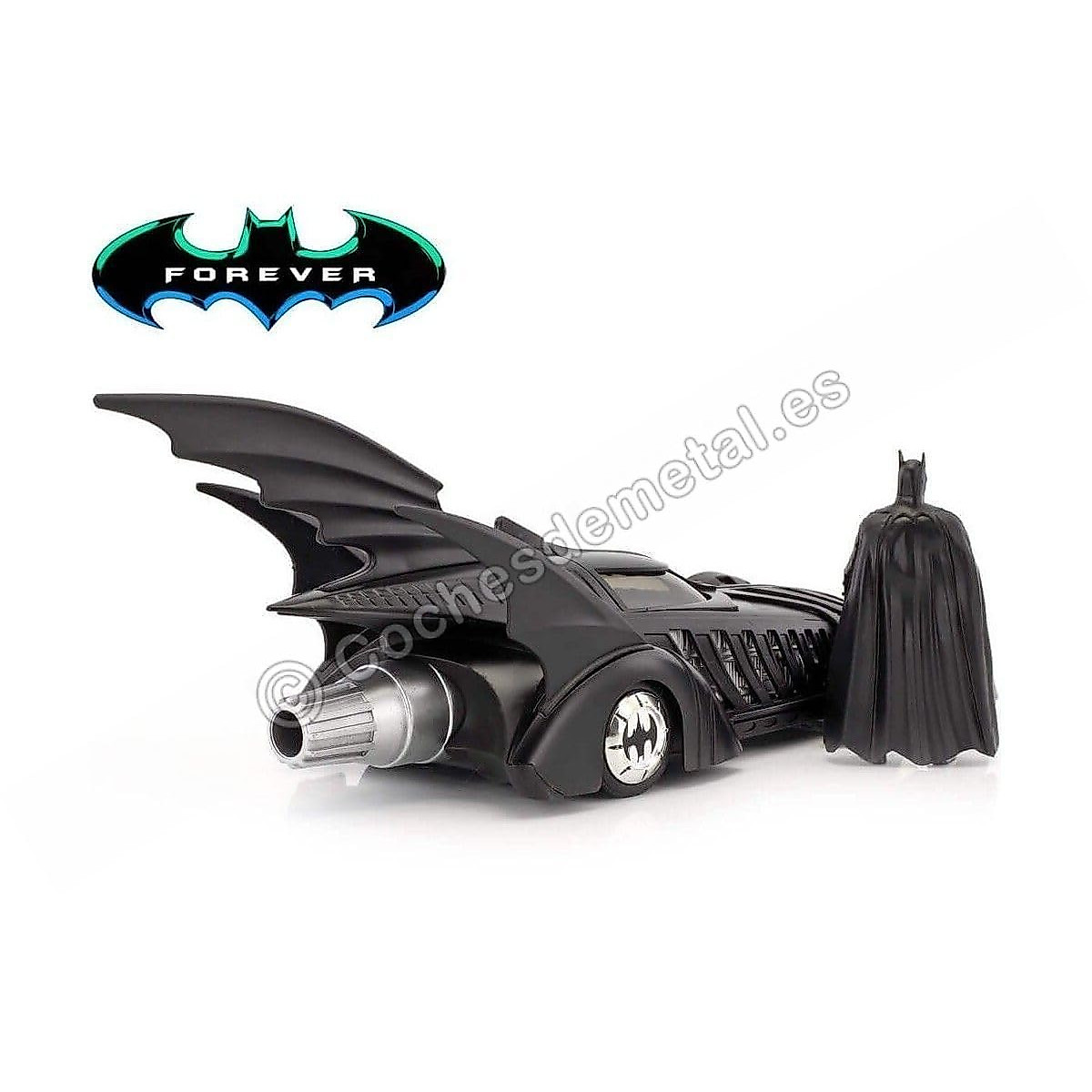 Jada Toys DC Comics Batman Forever Batmobile & Batman Figure 1:24 Die - Cast Vehicle with Figure Matte Black