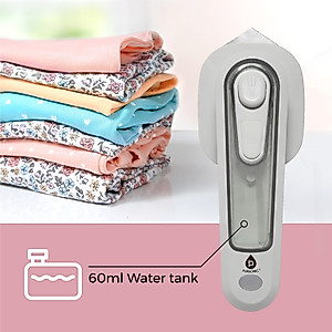 Pursonic Mini Portable Electric Iron with Quick Warm-Up, 60ml Water Tank - Small & Lightweight Ironing Board for Home & Travel - Fine Mist Travel Iron Mini with Steam