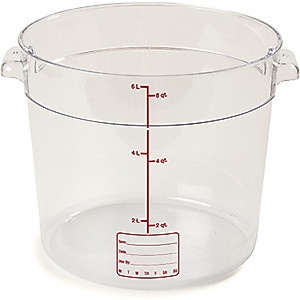 Carlisle FoodService Products Storplus Round Food Storage Container with Stackable Design for Catering, Buffets, Restaurants, Polycarbonate (Pc), 6 Quart, Clear, (Pack of 12)