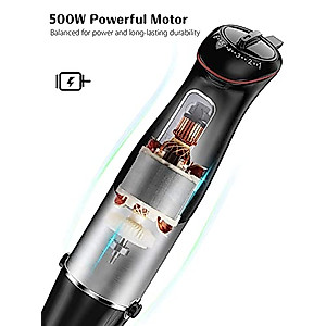 Aibesy Hand Blender Electric,Handheld Immersion Blender,Stick Blender with 6 Adjustable Speeds and Turbo Function,500W 2-in-1 Hand Blender with Whisk