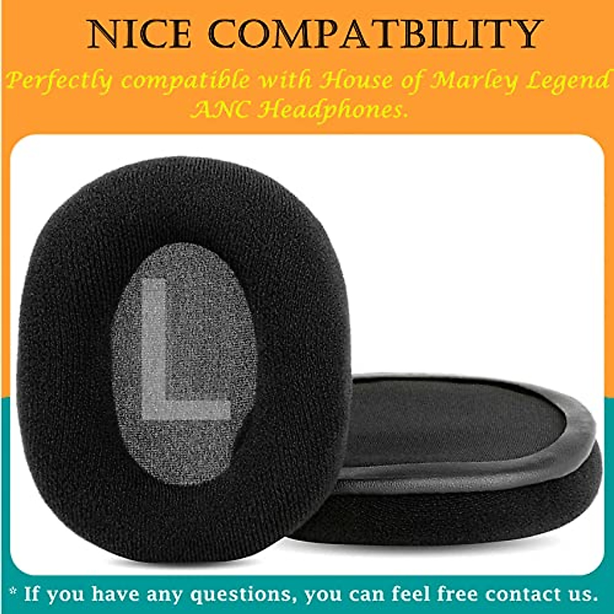TaiZiChangQin Upgrade Ear Pads Ear Cushions Replacement Compatible with House of Marley Legend ANC Headphone (Black Velour Earpads)
