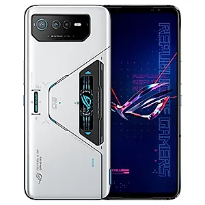 ASUS ROG Phone 6 Pro Cell Phone, 6.78” FHD+ 2448x1080 165Hz, 6000mAh Battery, 50MP/13MP/5MP Triple Rear, 12MP Front, 18GB RAM, 512GB, 5G LTE Unlocked Dual SIM, White, AI2201-18G512G-WH [US Version]