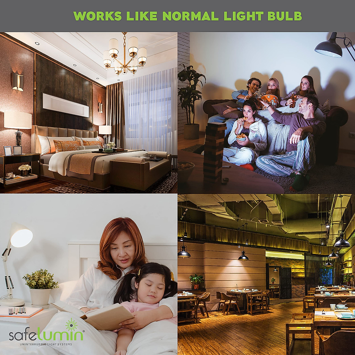 safelumin SA19-800G27 2PK Emergency Rechargeable Light Bulbs for Home Power Failure, Works as Normal LED Light Bulb & 3Hrs Battery Backup, 100-240V CE+CB 800lm 2700K Soft White E27 (2 Pack)