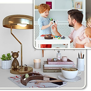 Wood Moon Tray Crystal Holder, Nuadem 6" x 3" Walnut Wood Crystal Display Tray, Crystal Crescent Moon Tray,Crystal Stone Holder - Crescent Crystal Tray for Essential Oil Jewelry Halloween Decor