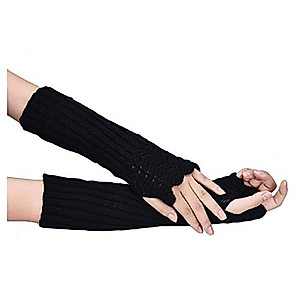 Novawo Women Fashion Arm Warmers Long Fingerless Gloves Winter Warm Knitted Gloves