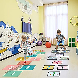 KMOTASUO 20 Number Hopscotch Game Floor Decal, Creative Hopscotch Stickers Floor Decals for Kids, DIY Cartoon Grid Game Stickers Floor Decor for Bedroom Ground Corridor Nursery (2 Set)