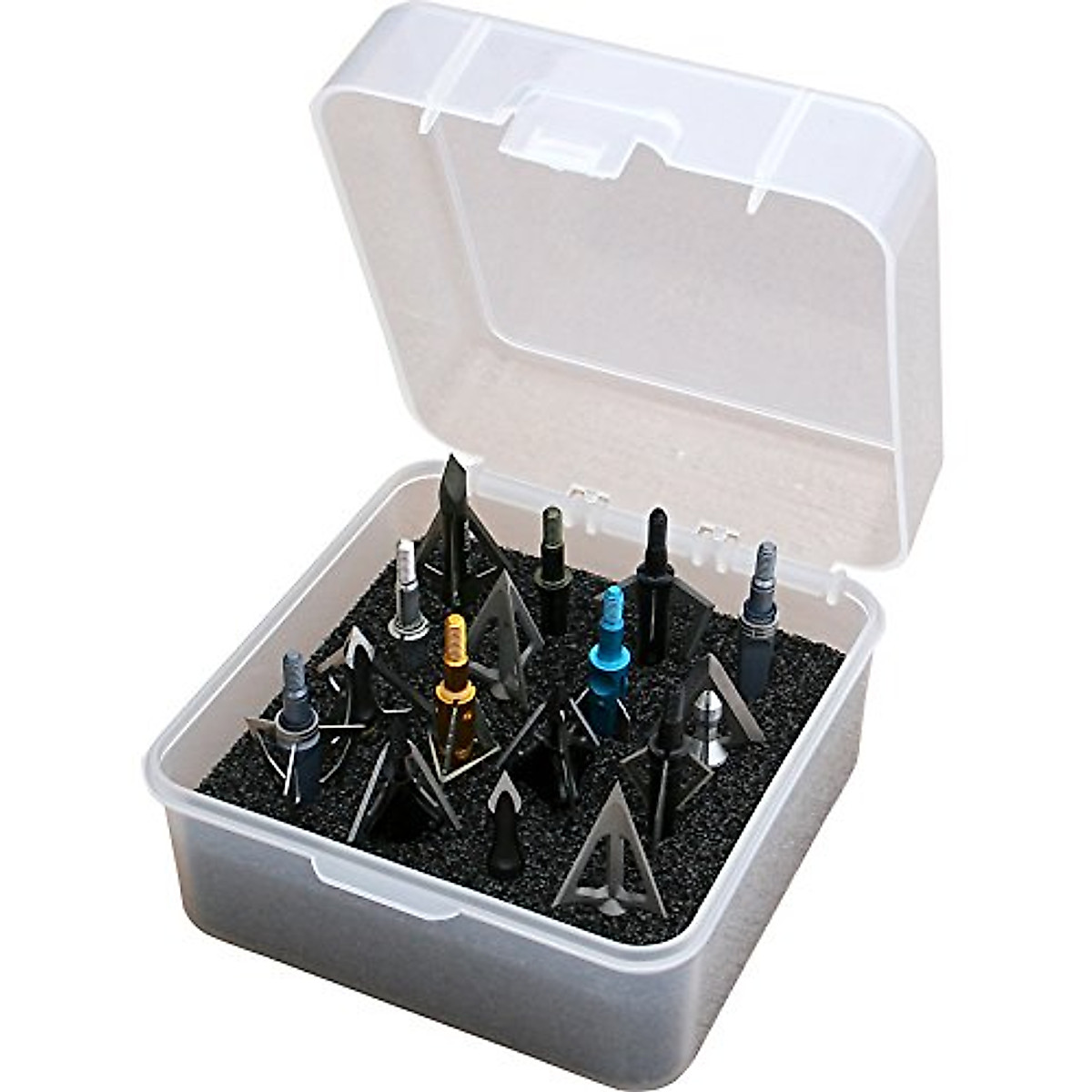 MTM BH16 Broadhead Box Broadhead Box - Holds 16 fixed or Mech. USA Made, Clear