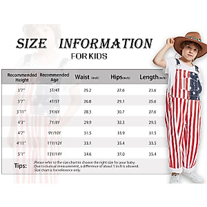 Boys Overalls Denim 3-14 Years American Flag Jeans Bibs Overalls July 4th Striped Patriotic Jumpsuit &Rompers(red,8)
