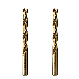 MAXTOOL 5/16" 2pcs Identical Jobber Length Drills HSS M35 Twist Drill Bits 5% Cobalt Fully Ground Golden Straight Shank Drills; JBF35G10R20P2