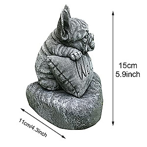 EKDJKK Bulldog Resin Statue, Animal French Bulldog Ornament Figurine Sculpture, Garden Decoration Porch Lawn Welcome Statue for Indoor & Outdoor, Home, Office, Lawn, Patio