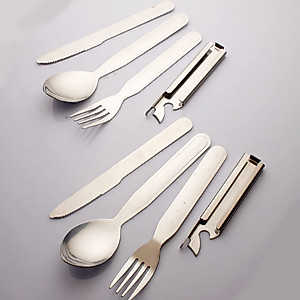 Enwinner 4 Set Picnic Flatware Set, Cutlery Set Extra Strong Ultra Silverware Set, 3 Pieces Knife Fork Spoon Set for Home Use/Travel/Picnic/Camping Utensils Set 2 ggryr nr4ne4 (4 set)