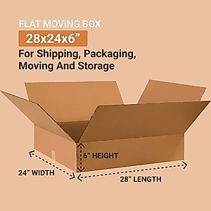 AVIDITI Shipping Boxes Medium 28"L x 24"W x 6"H, 10-Pack | Corrugated Cardboard Box for Packing, Moving and Storage  28x24x6