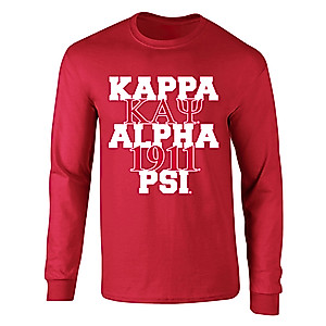 Kappa Alpha Psi Fraternity Bold Graphic Print Long Sleeve T Shirt Red X-Large Regular