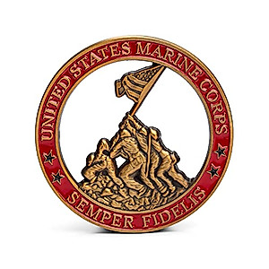 Marine Corps Iwo Jima USMC Challenge Coin with Actual Sands of Iwo Jima - Marine Corps Gifts Disabled USMC Vet Owned Small Business