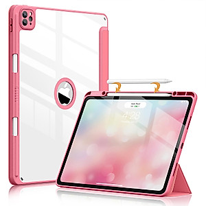 Soke Clear Case for iPad Air 13 Inch M3 2025 & M2 2024 - Built-in Pencil Holder+Auto Sleep/Wake+Camera Protection, Shockproof Back Cover for Apple iPad Pro 12.9 Inch,Watermelon
