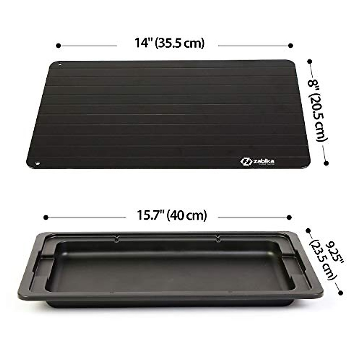 Defrosting Tray (Largest Size) for Rapid thaw with DRIP Tray- Best Kitchen thawing Tray - Better Than Heating Tray - Safe to defrost Meat Frozen - No Electricity Required