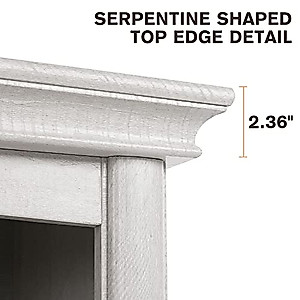 LGHM 58" TV Stand, Entertainment Center for 65 inch TV with Faux Marble Finish, Farmhouse White with Open Storage Shelves and Cabinets for Living Room, Bedroom