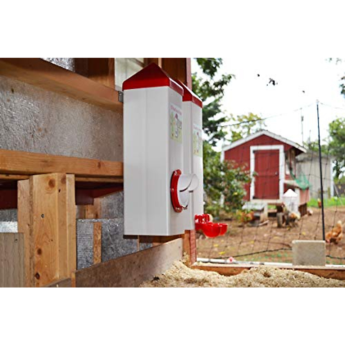 RentACoop 10lb High Rise BPA-Free Single-Port Chicken Feeder - Includes Anti-Roost Lid, Rain Hood, and Mounting Hardware - Suitable for 12 Week or Older Chickens, Adult Chickens, and Poultry