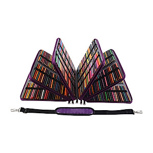 Shulaner 500 Slots Colored Pencil Case with Zipper Closure Crocodile Pattern Large Capacity Pencils Bag Waterproof PU Leather Pen Organizer Storage Holder for Artist (Purple Croco, Small Slots)