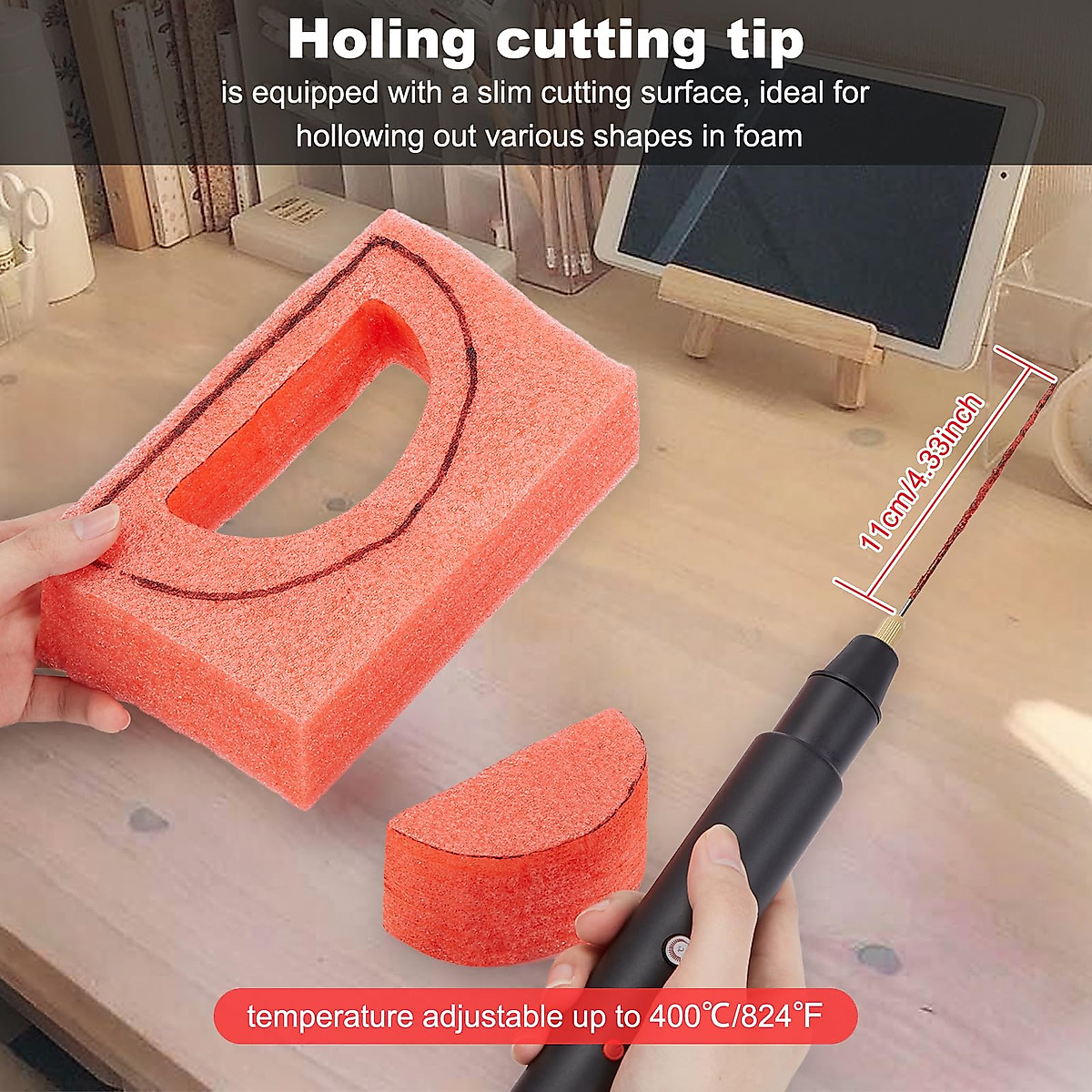 Hot Wire Foam Cutter - 4 in 1 Electric Cutting Machine Pen Tools Kit, 100-240V / 28W Styrofoam Cutting Pen with Versatile Tips and Carrying Case, Heated Foam Carving Knife Kit