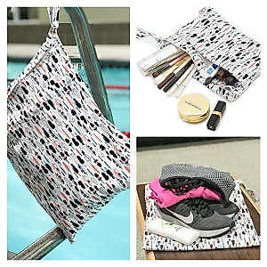 ALVABABY 3pcs Baby Cloth Diaper Wet Dry Bags Waterproof Reusable with Two Pockets Travel Beach Pool Daycare Soiled Baby Items Yoga Gym Bag for Swimsuits or Wet Clothes 3L-WB01