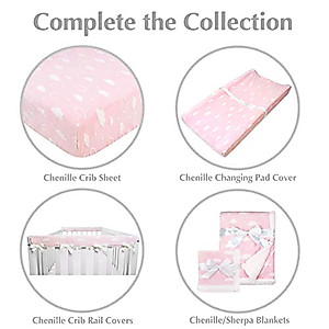 American Baby Company Heavenly Soft Chenille Sherpa Receiving Blanket, 3D Pink Cloud, 30" x 35", for Girls(Pack of 1)