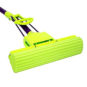 Kitchen Home PVA Sponge Mop, Super Absorbent Quadruple Roller PVA Foam Sponge Mop All Purpose Floor Cleaner, Green