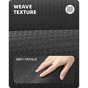 Color G Set 2 Piece Runner Floor Mat, Cushioned Anti Fatigue Mat Non Skid Waterproof Comfort Standing Kitchen Rug, 17"x29"+17"x59", Black