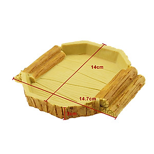 Micro Traders Reptile Water Bowl Resin Food Dish Bearded Dragon Feeding Tray for Chameleon Turtle Lizard Gecko Spider Amphibian Supplies 14.7x14x2cm