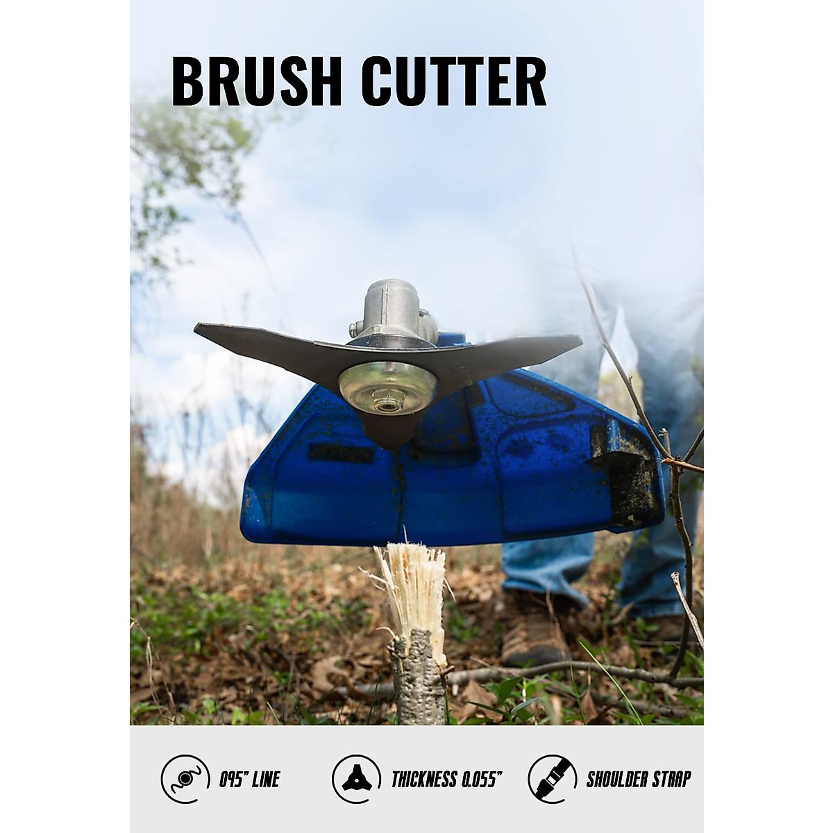 WILD BADGER POWER 52cc Weed Wacker Gas Powered, 3 in 1 String Trimmer/Edger 18'' with 10'' Brush Cutter,Rubber Handle & Shoulder Strap Included