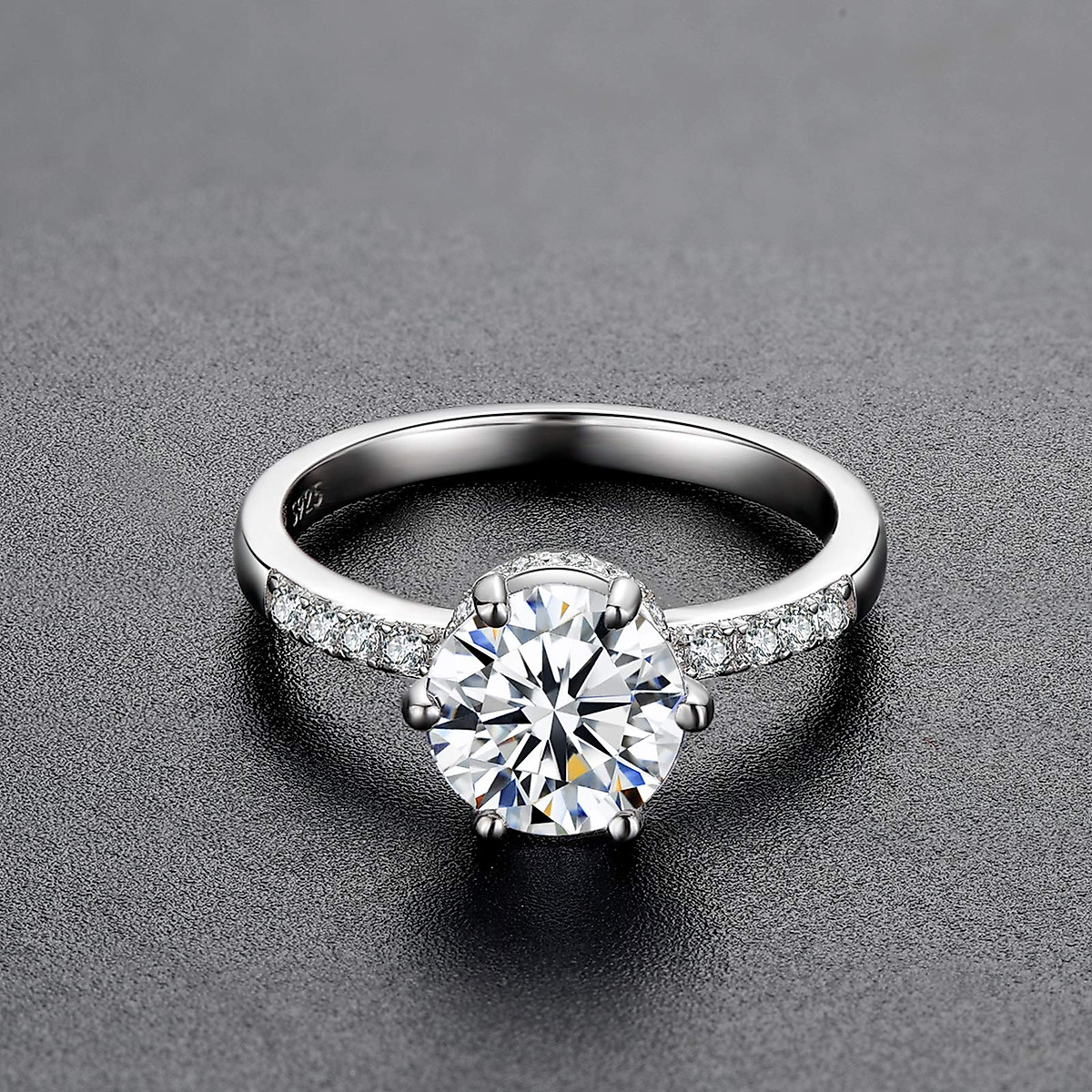 Qings 925 Sterling Silver Eternity Promise Ring for Women,1.5 Carat Round Brilliant Cubic Zirconia CZ Wedding Engagement Ring Size 8