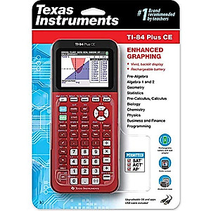 Texas Instruments TI-84 Plus CE Radical Red Graphing Calculator (Renewed)