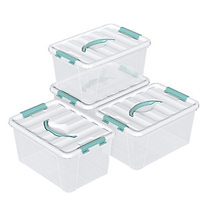 Nicesh 14 L Clear Plastic Storage Bins with Lid, Set of 4 Clear Latch Box with Top Handle