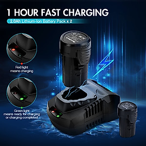 DURATECH Extended Cordless Ratchet Wrench, 3/8" 12V 44 Ft-Lbs Long Neck Electric Ratchet Wrench with 2-Pack 2.0Ah Li-Ion Battery, 1 Hour Fast Charger, 10 Sockets Accessories & Variable Speed Trigger