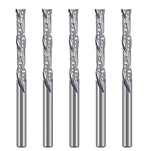 Hozly Downcut Bit 1/8" Shank Down Cut Spiral CNC Router Bits End Mill Tungsten Carbide Milling Cutter Set 5 Pack