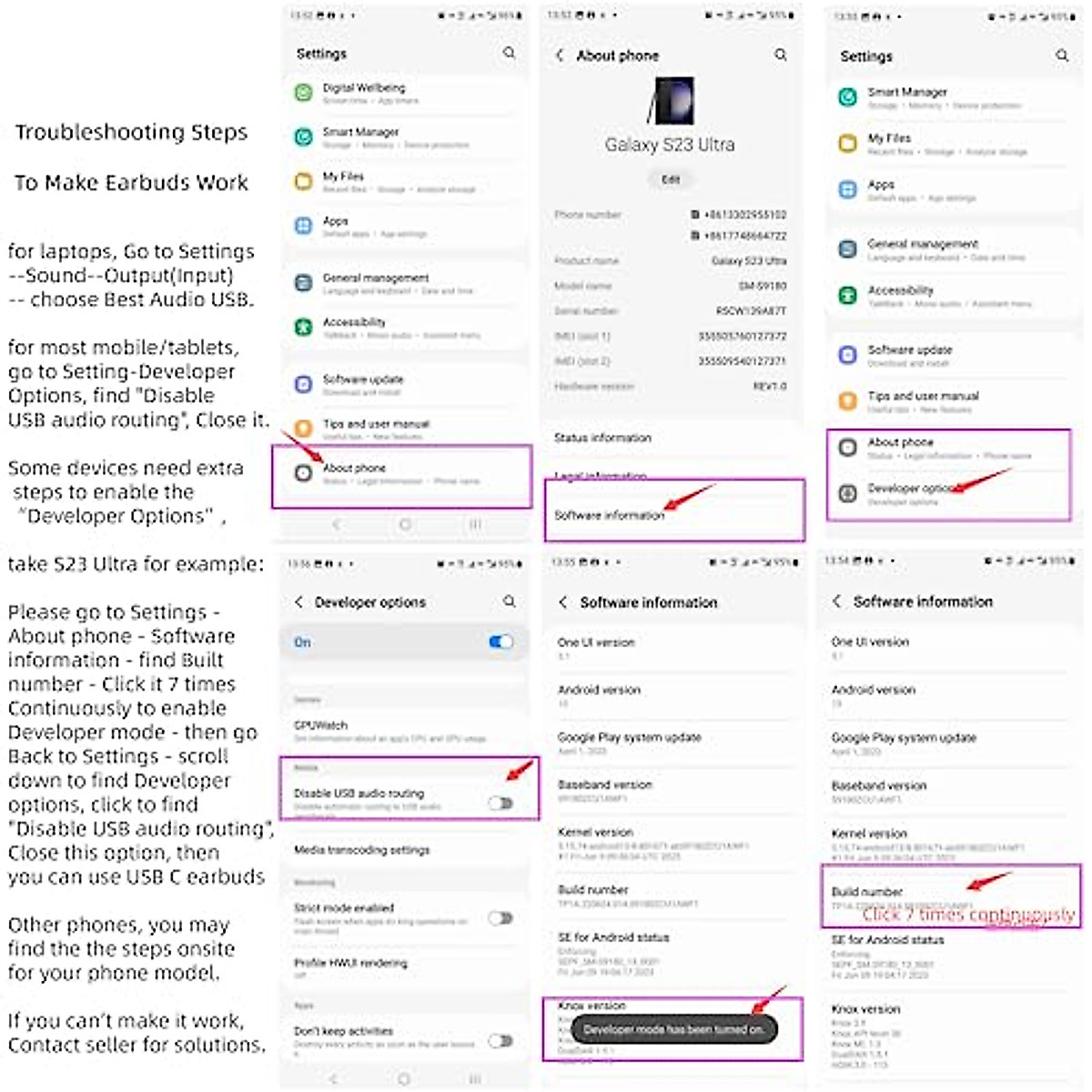TITACUTE USB C Headphone, Type C Earphone Magnetic Wired Earbud for Samsung A53 A54 S22 S23 S21 S20 Galaxy Z Flip 5 Fold 4 Google Pixel 7 6 6a 7a Noise Canceling Stereo in-Ear Headset with Microphone