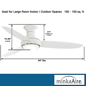 Minka-Aire F467L-WH Concept III 54" Hugger with LED Lights, White