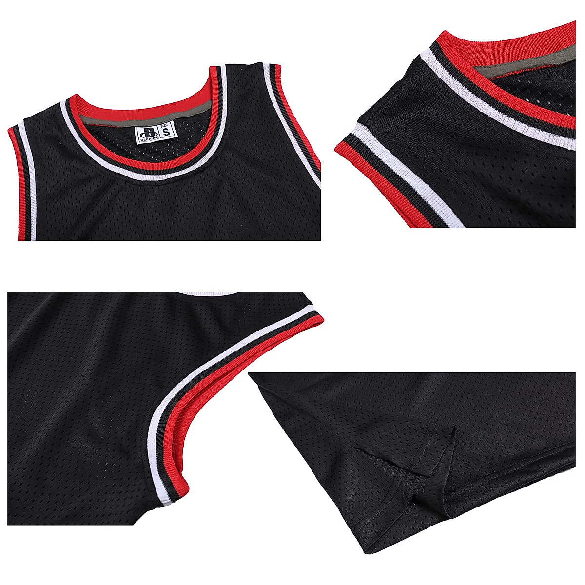 3 Pack Basketball Jerseys for Men Women Dad Mom Children Plain Mesh Custom T-Shirt Causal Summer Tank Tops,Black/Red/White Jersey,Men Size X-Large