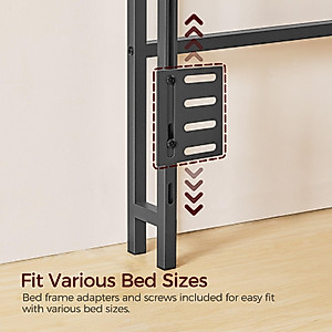 MAHANCRIS King Size Headboard Only, Headboard with 2 Outlets and 4 USB Ports, Farmhouse Headboard, with LED Lights, Secure Storage with Raised Fence, with Bed Frame Adapter, White and Black