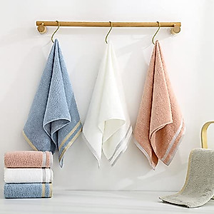 YiLUOMO Beige Hand Towel Set of 2 Cotton & Bamboo Terry Highly Absorbent Soft Hand Towel for Bathroom Home 13 x 29 Inch