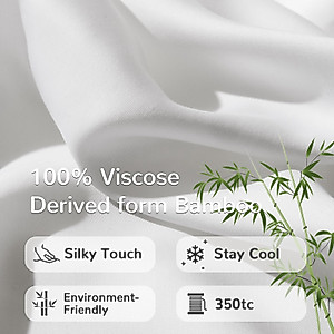 NEXHOME PRO 100% Organic Bamboo Duvet Cover Set Queen - Lightweight Summer Cooling Comforter Cover for Hot Sleepers 90"x90" 3pcs Breathable White Bedding with Corner Ties,Zipper Closure, No Insert