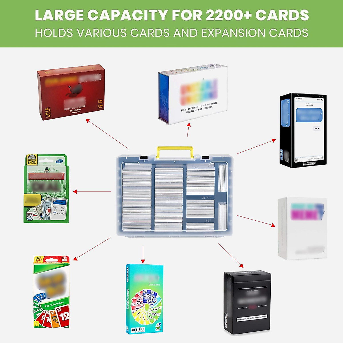 ALKOO 2200+ Large Trading Card Storage Box Case Holder for Kids Against Maturity, C.A.H MTG Deck Organizer for Cards Against Humanity/for Magic The Gathering Sports Cards& Expansions
