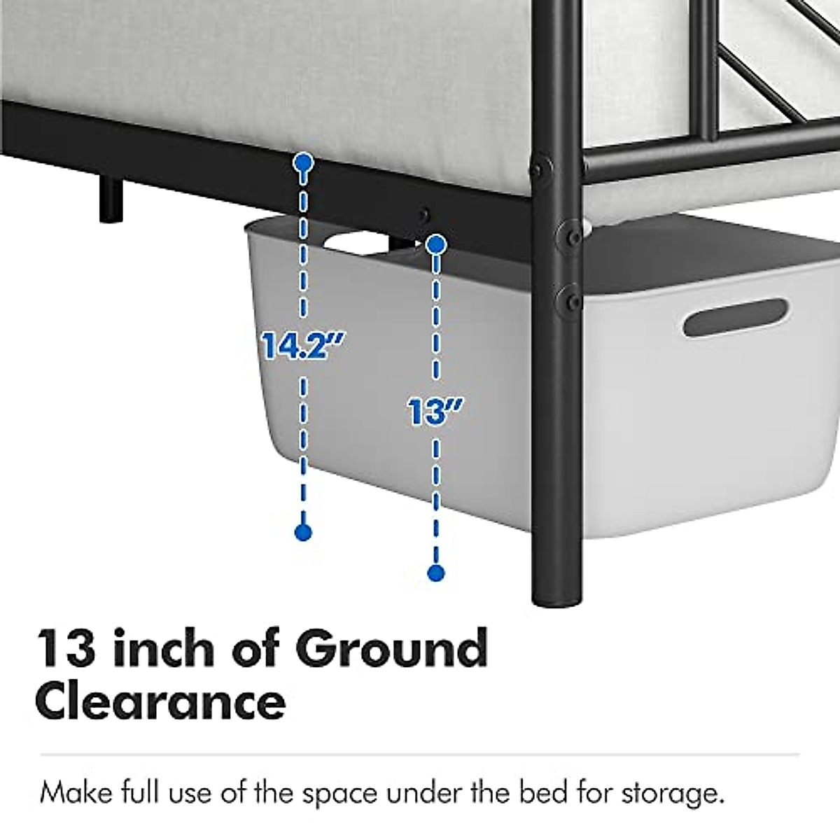 Yaheetech Queen Size Platform Bed Frame with Arrow Design Headboard, 13 Inches Metal Mattress Foundation for Storage, No Box Spring Needed, Easy Assembly, Modern, Black