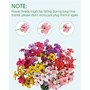 Omldggr 6 Packs Artificial Flowers Faux Violet Flowers Plastic Plant Shrubs Greenery Artificial Violet Flowers for Indoor Outside Garden Patio Porch Window Box Home Wedding Decoration
