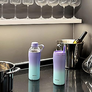 Allcho Insulated Water Bottle for Women, 18 oz Stainless Steel Water Bottles, Double Walled, 2 Lids (Chug & Tumbler) - Hydrate & Caffeinate, Gifts